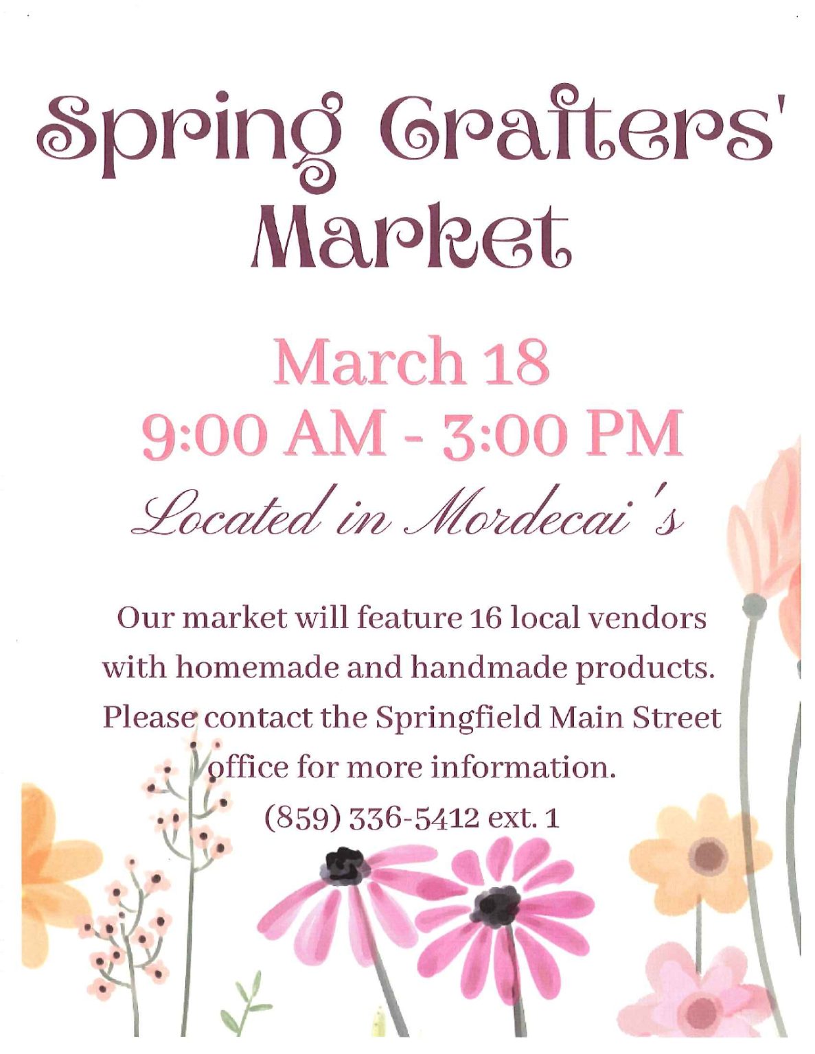 SPRING CRAFTERS' MARKET - City of Springfield, Washington County, Kentucky